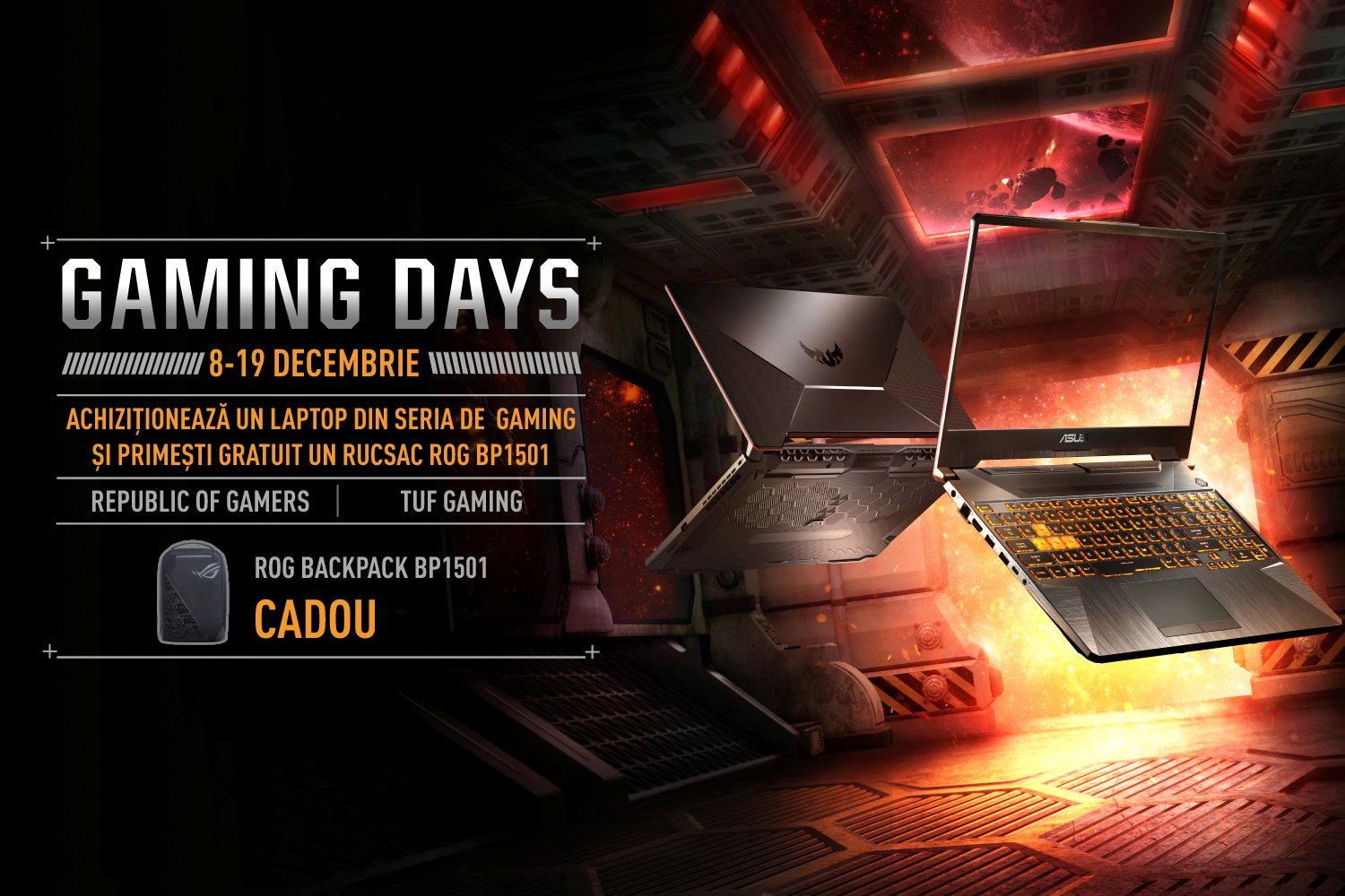 Cu gândul doar la gaming: laptopurile ASUS sunt la promoție de Gaming Days